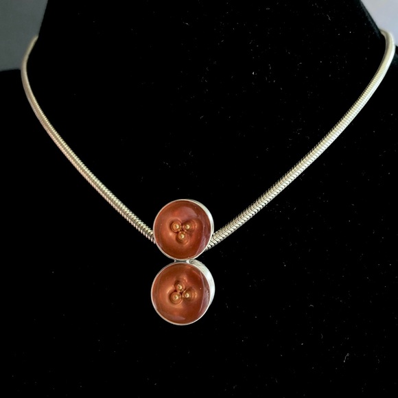 Vintage | Jewelry | Vintage Mod Mcm Sterling Amber Resin Double Circle ...